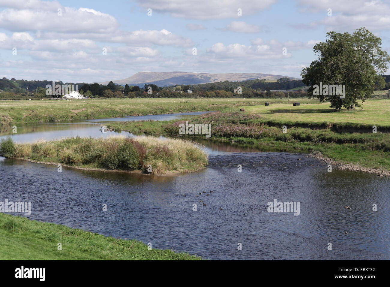 Water blue channel river ribble centre mid distance extending centre ...