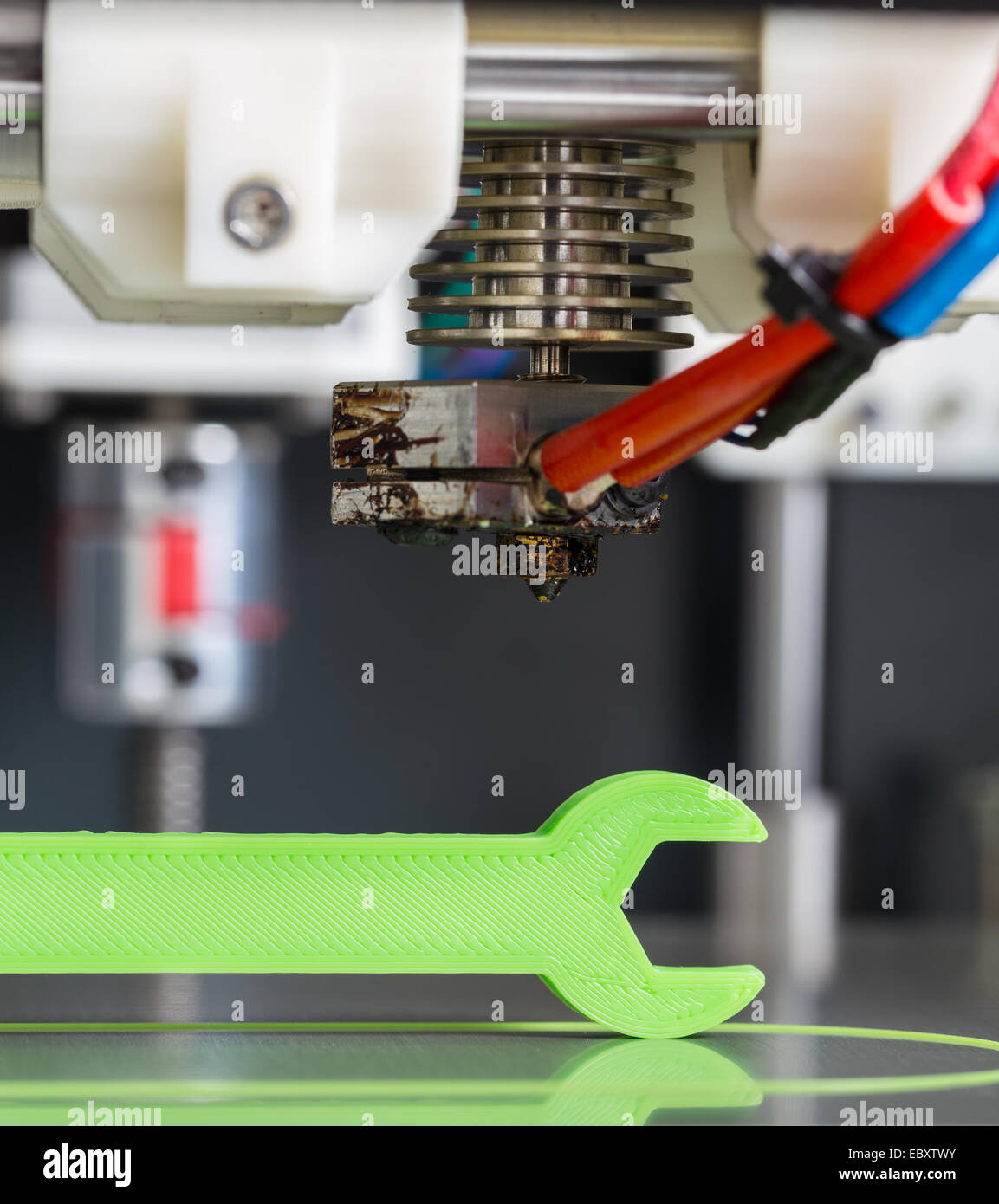 3d printing with light green filament Stock Photo - Alamy