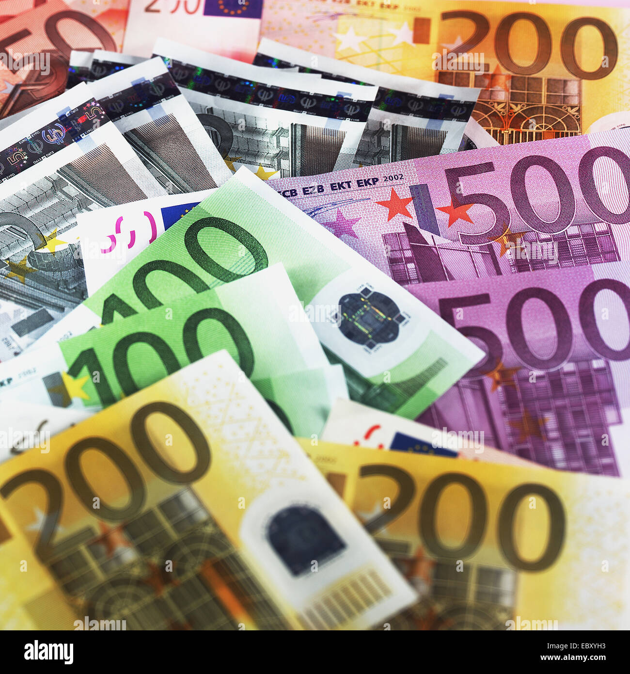 Euro notes 100 200 500 hi-res stock photography and images - Alamy