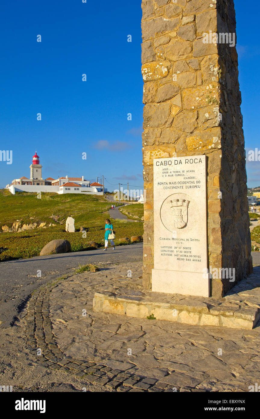 Cabo da Roca lighthouse at Cape da Roca, Lisbon district, Sintra coast ...
