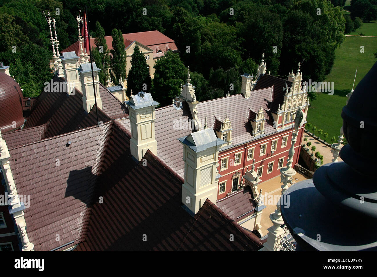 View from top of Muskau Castle. The Castle is located in the Fuerst ...