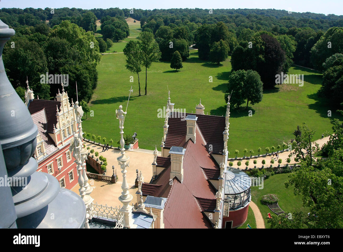 View from top of Muskau Castle. The Castle is located in the Fuerst ...