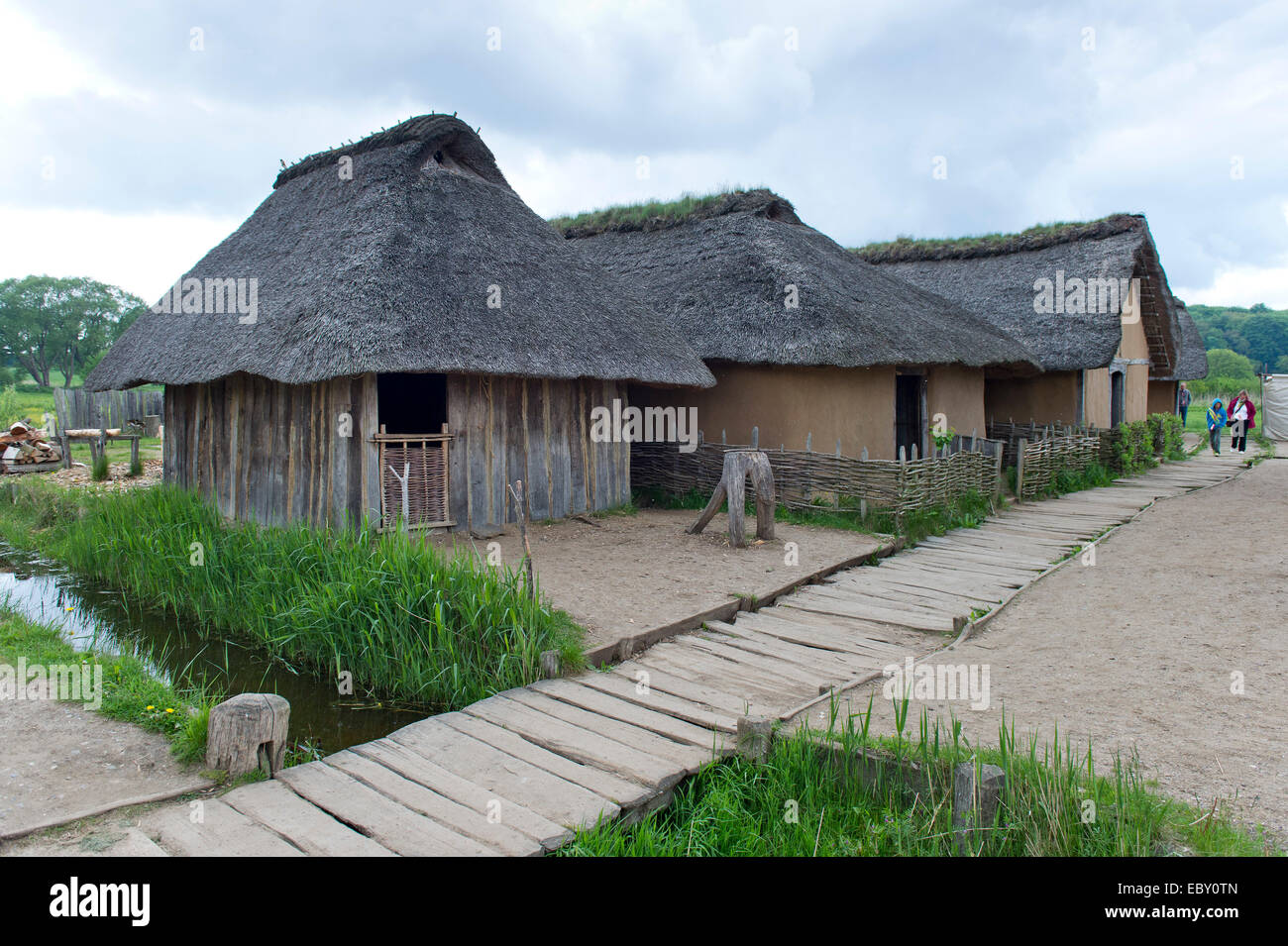 Reconstructed Viking houses with thatched roofs, Hedeby Viking Museum ...