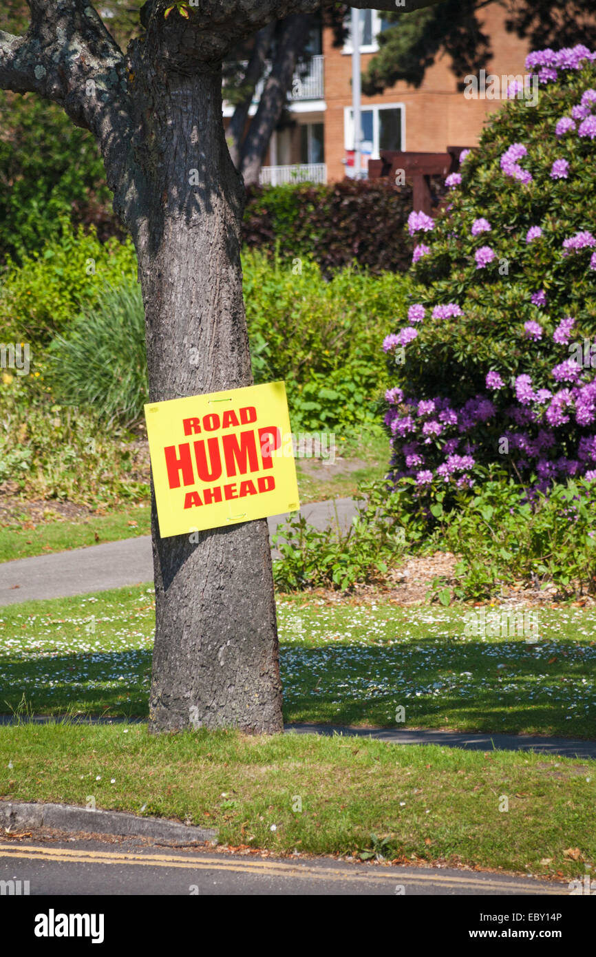 Road Hump Ahead sign alongside road in Poole, Dorset, UK in May Stock ...