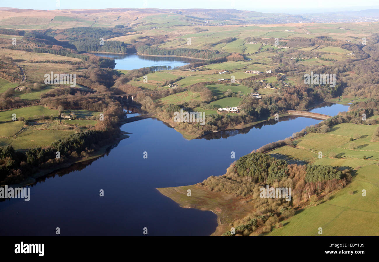 aerial view of Wayoh Reservoir, with Entwistle Reservoir in the ...