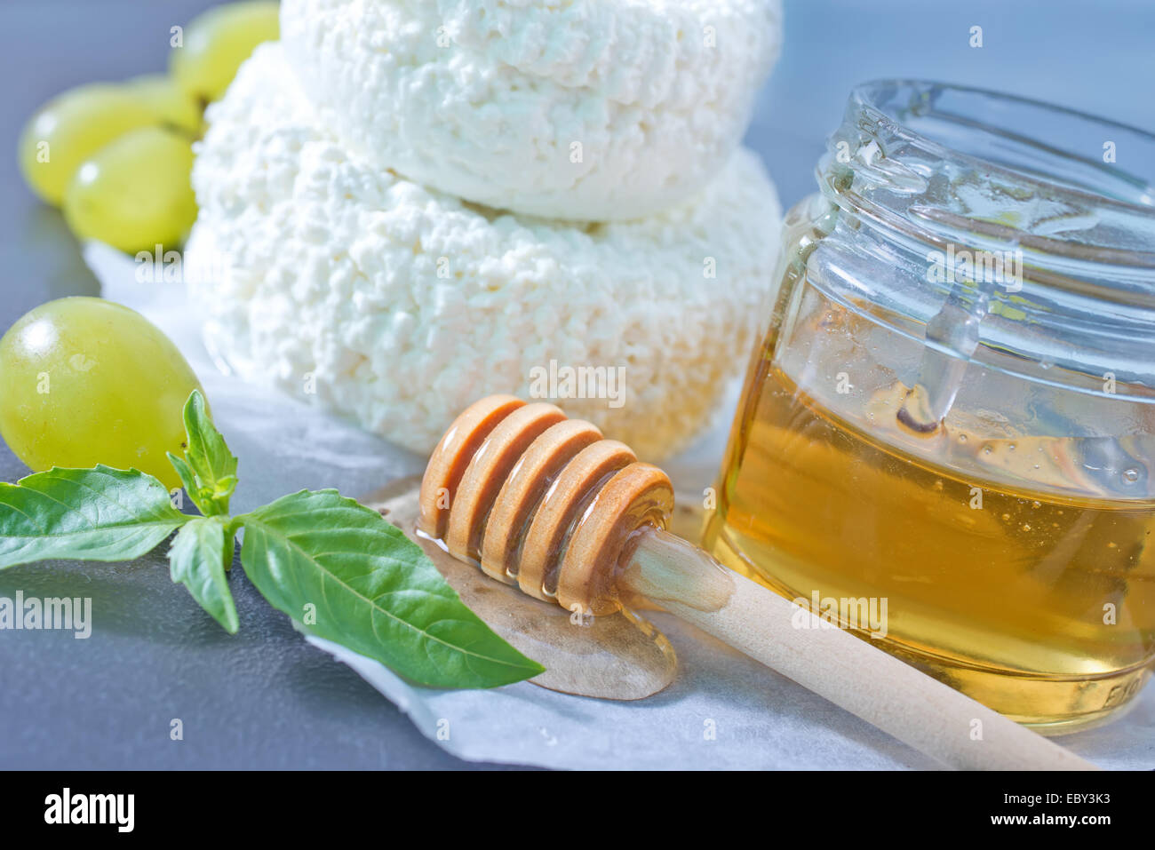 cheese, honey and grape Stock Photo - Alamy