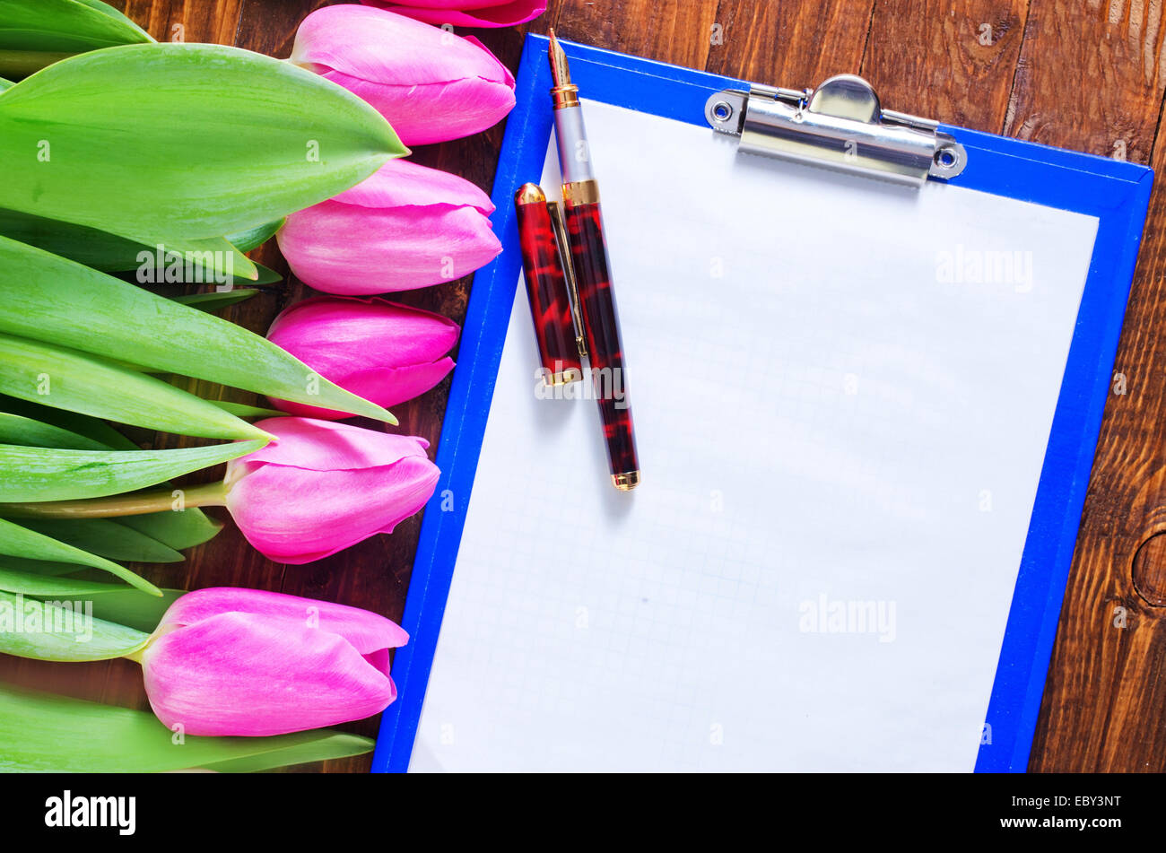 tulips and note Stock Photo - Alamy