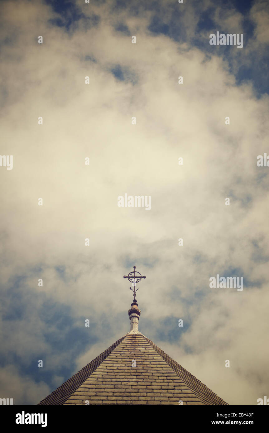 Church Spire against a cloudy sky background Stock Photo - Alamy