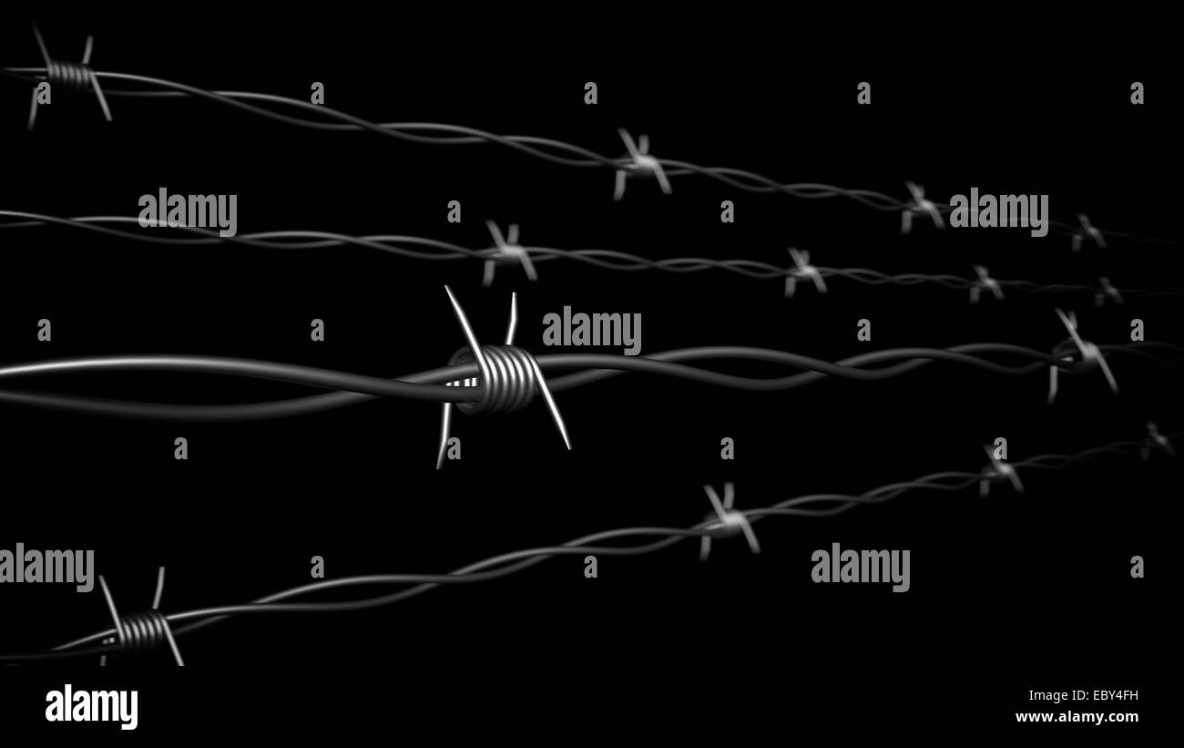 3D render of Barbed wire with depth of fields Stock Photo - Alamy