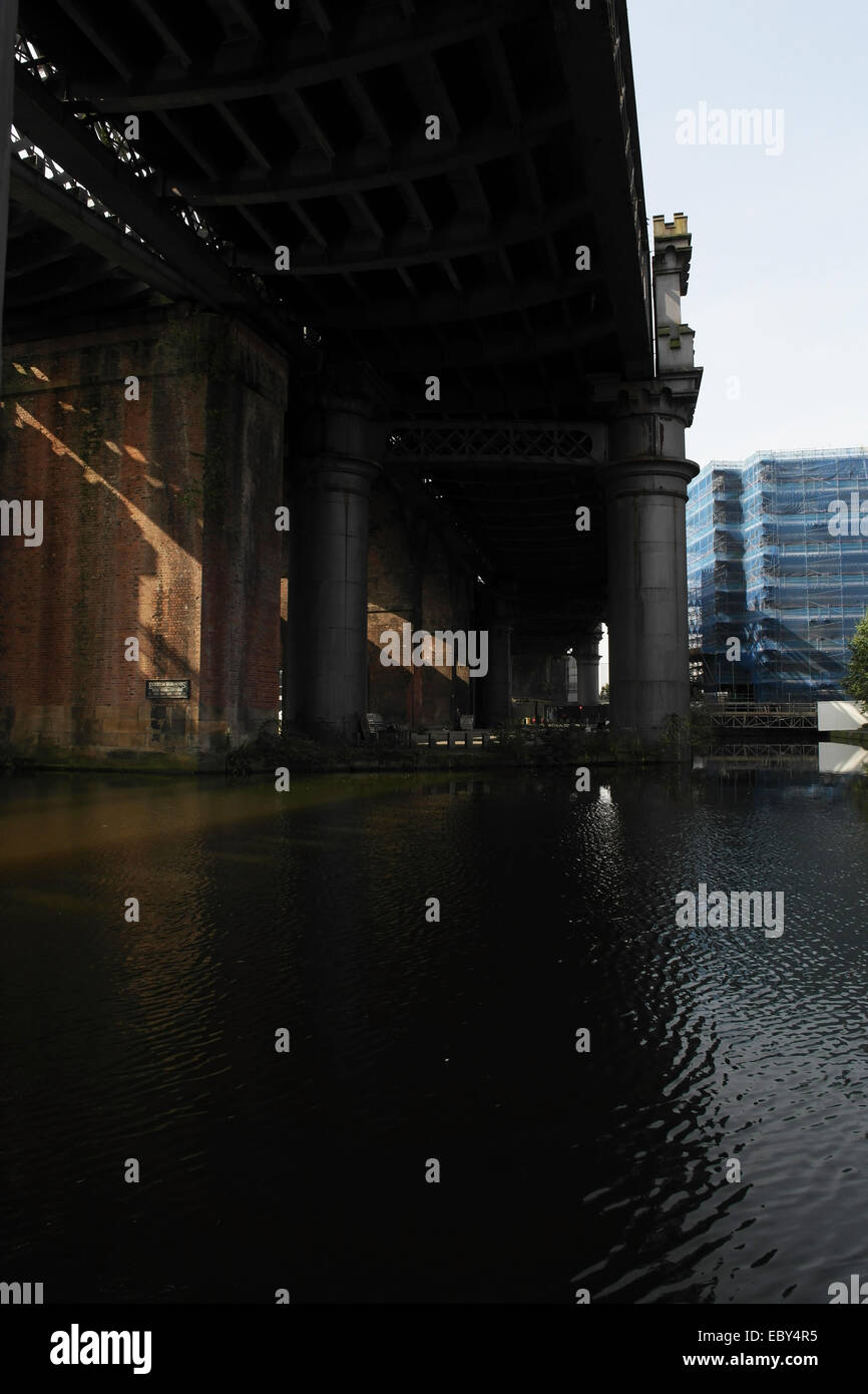 Sunny portrait, looking west from below, Great Northern and Cornbrook ...