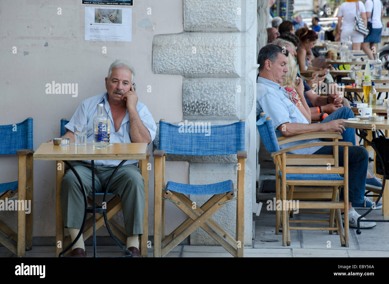 Old man on the phone, Crete, Greece Stock Photo - Alamy