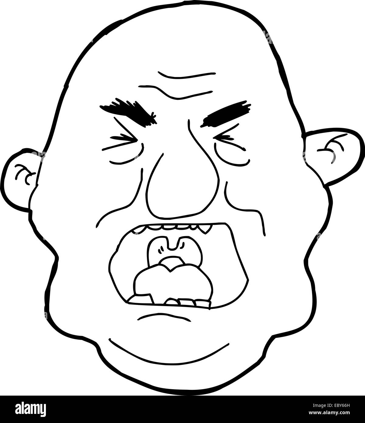 Angry Man Face Sketch