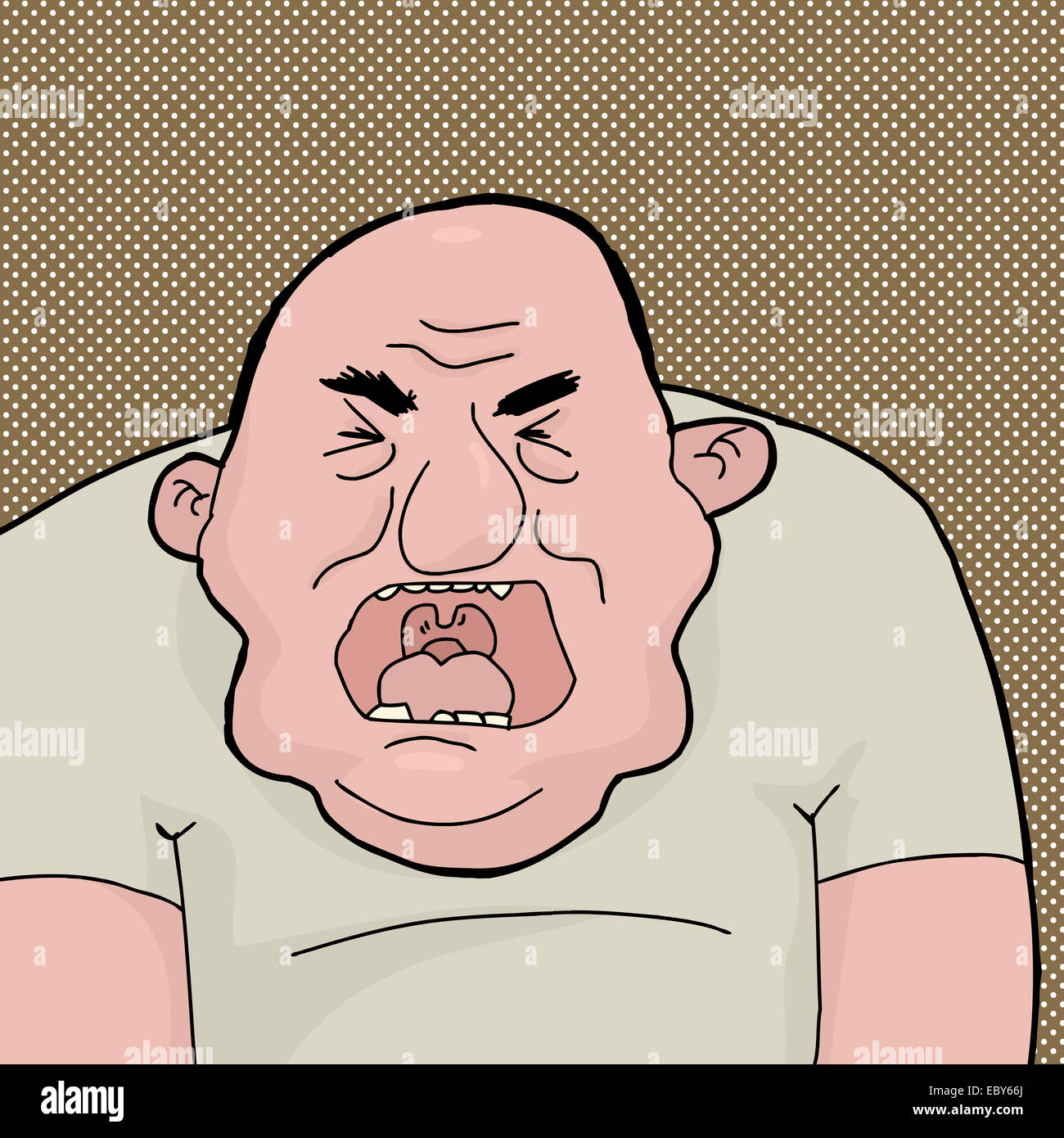 Screaming single chubby bald Caucasian man cartoon Stock Photo - Alamy