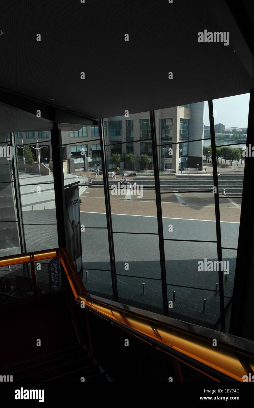 People sitting public plaza steps lowry outlet centre background hi-res ...