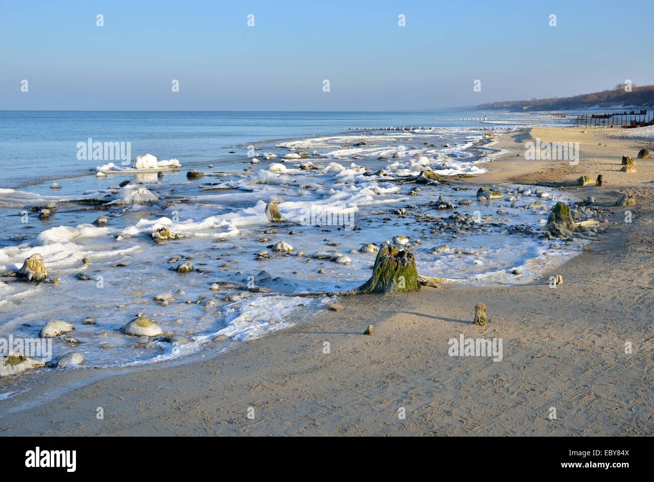 Winter Baltic sea beach, ice covered Stock Photo - Alamy