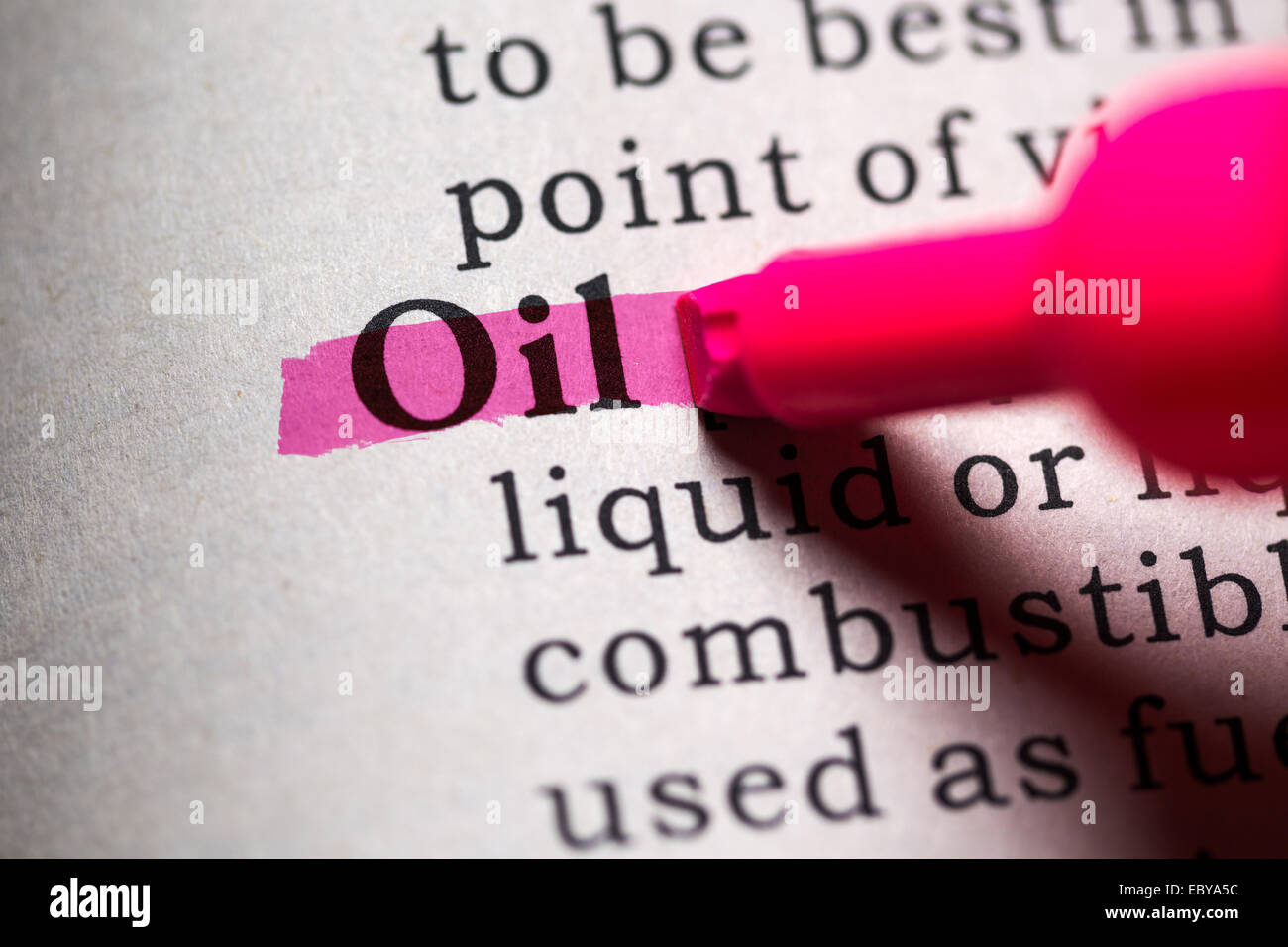 Fake Dictionary, Dictionary definition of the word oil Stock Photo - Alamy