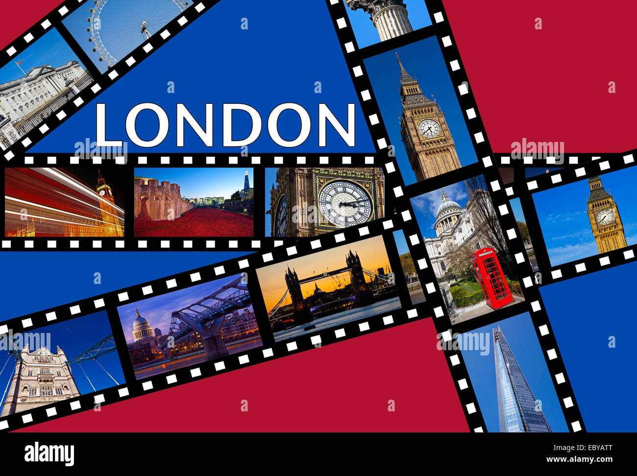 Film strips depicting images of famous London landmarks Stock Photo - Alamy