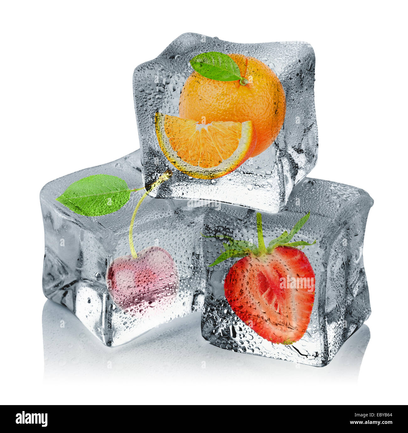 Fruits in ice cubes isolated on white Stock Photo - Alamy