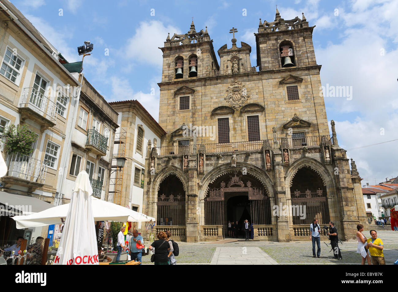 BRAGA, PORTUGAL - AUGUST 9, 2014: Cathedral in the center of Braga ...