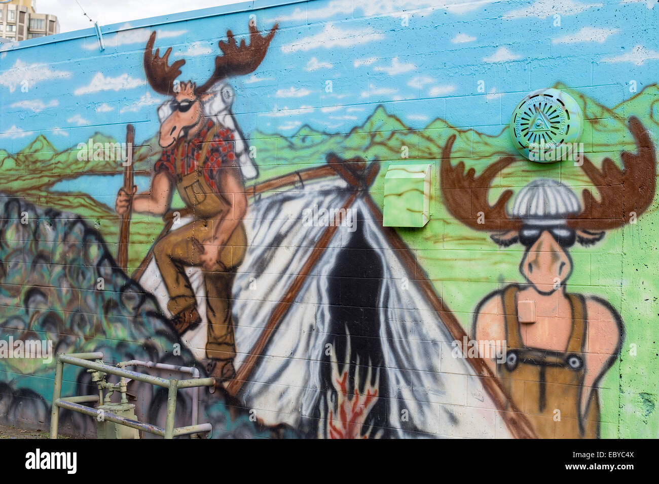 A mural on a wall in Anchorage, Alaska, USA Stock Photo - Alamy