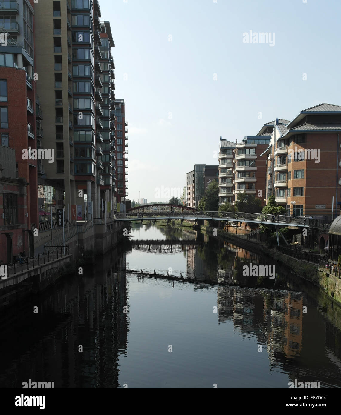 Blue sky portrait Irwell Footbridge, Irwell Street Bridge, Left Bank ...