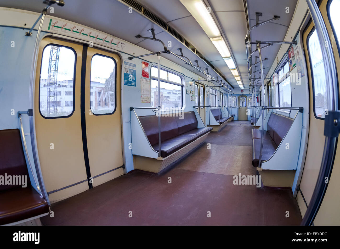 Interior view of the wagon train in subway Stock Photo - Alamy