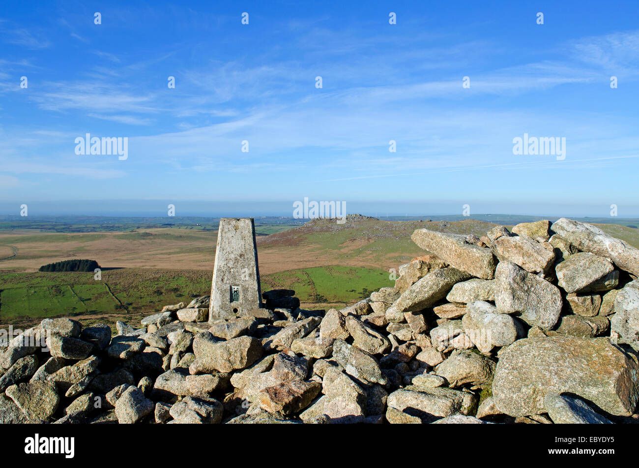 The summit of Brown Willy Tor on Bodmin Moor the highest point in ...