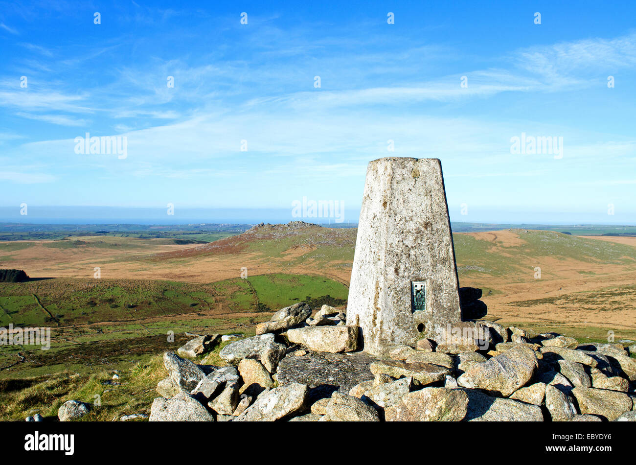 The summit of Brown Willy Tor on Bodmin Moor the highest point in ...