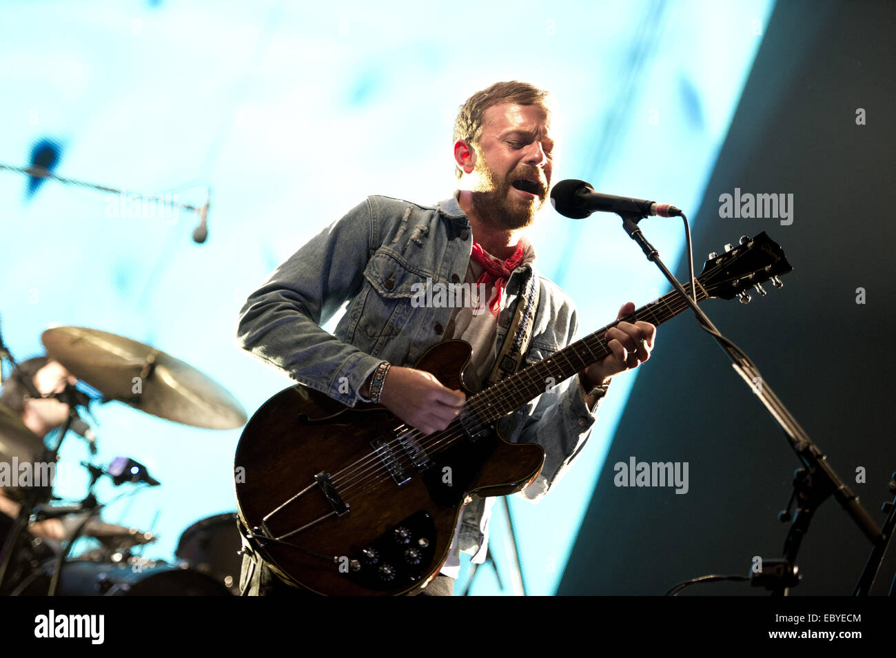 Kings of Leon performing live on stage on their Mechanical Bull Tour ...