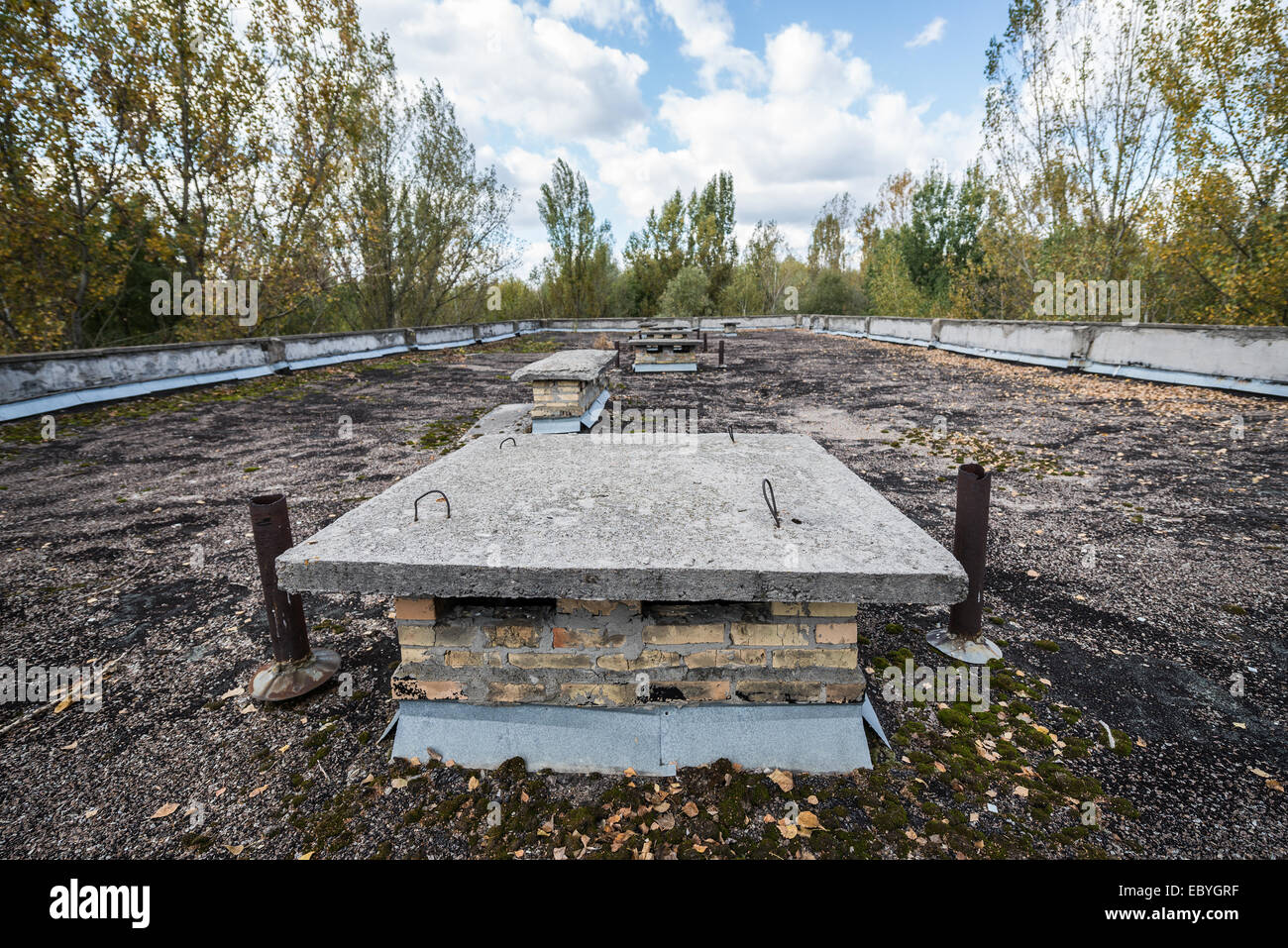 on the roof of Preventive clinic "Solnechny" (Sunny) in Pripyat ...
