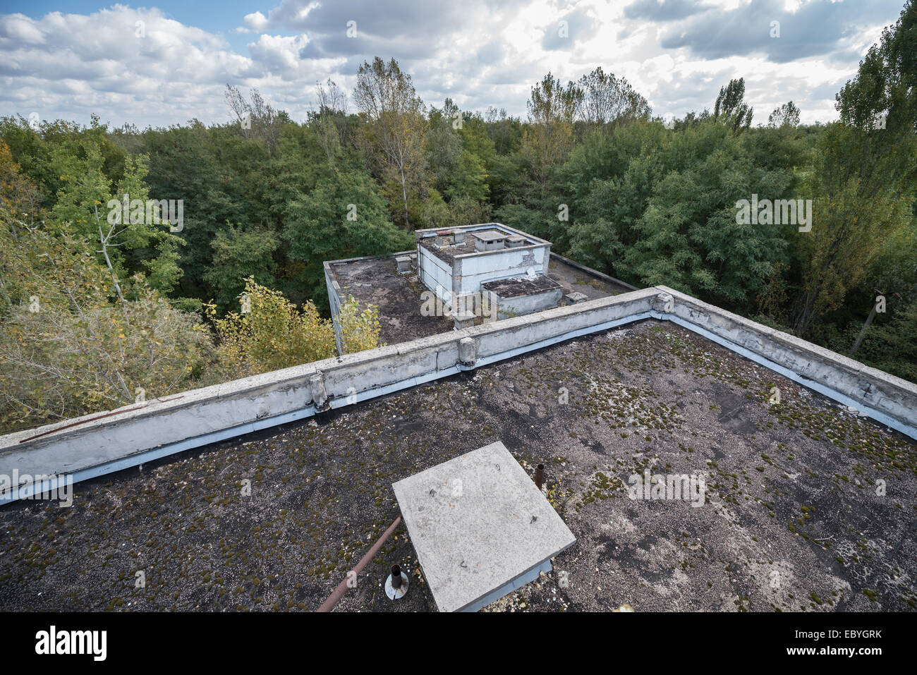 on the roof of Preventive clinic "Solnechny" (Sunny) in Pripyat ...