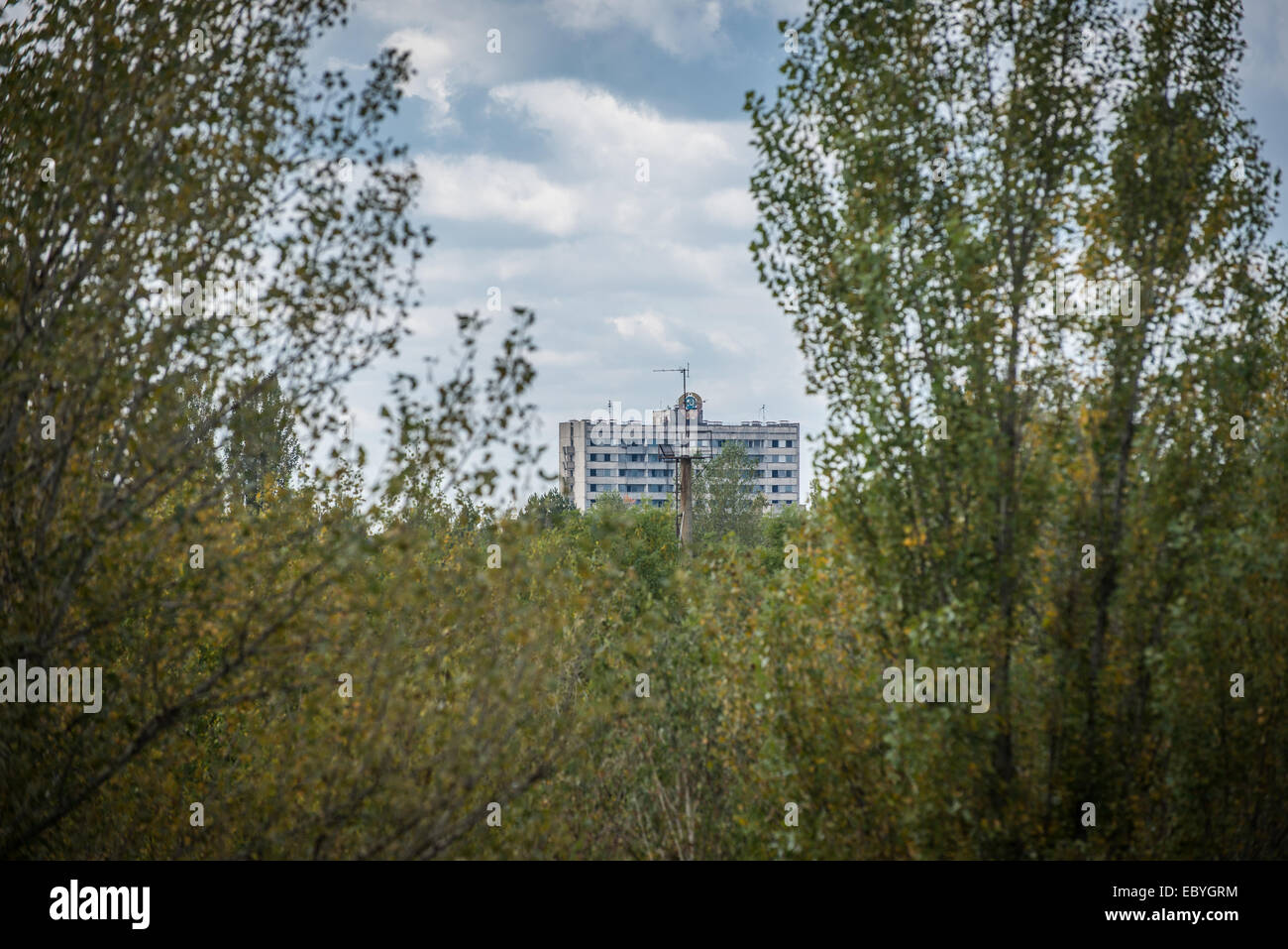on the roof of Preventive clinic "Solnechny" (Sunny) in Pripyat ...
