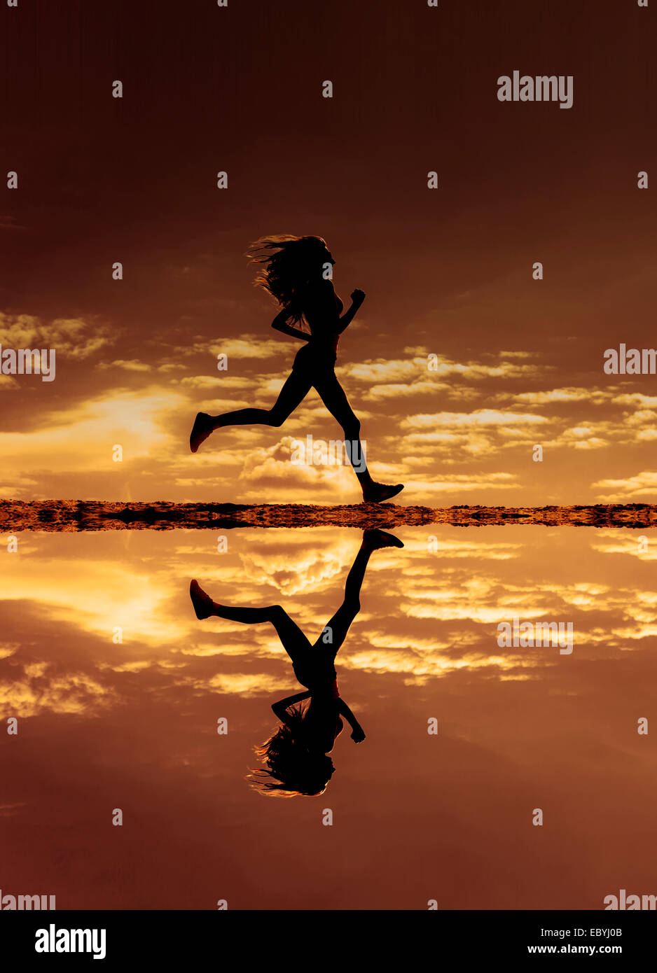 Female runner silhouette Stock Photo - Alamy