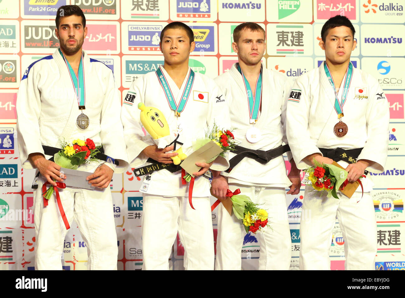 (L-R) Golan Pollack (ISR), Hifumi Abe (JPN), Mikhail Pulyaev (RUS ...