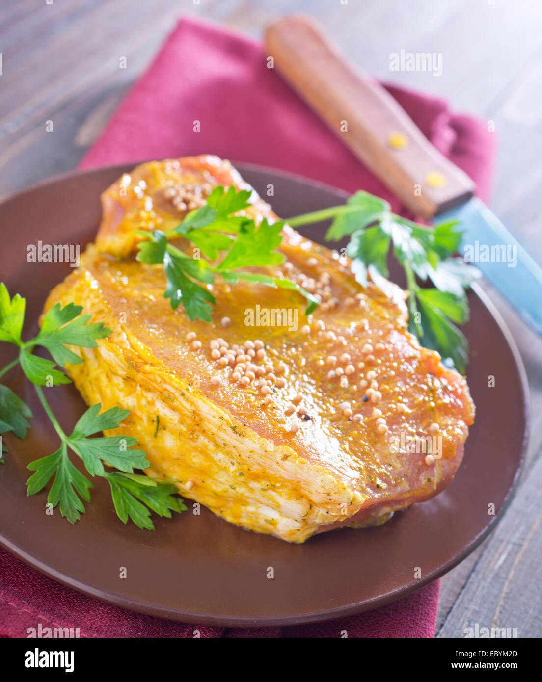 raw meat with marinade Stock Photo - Alamy