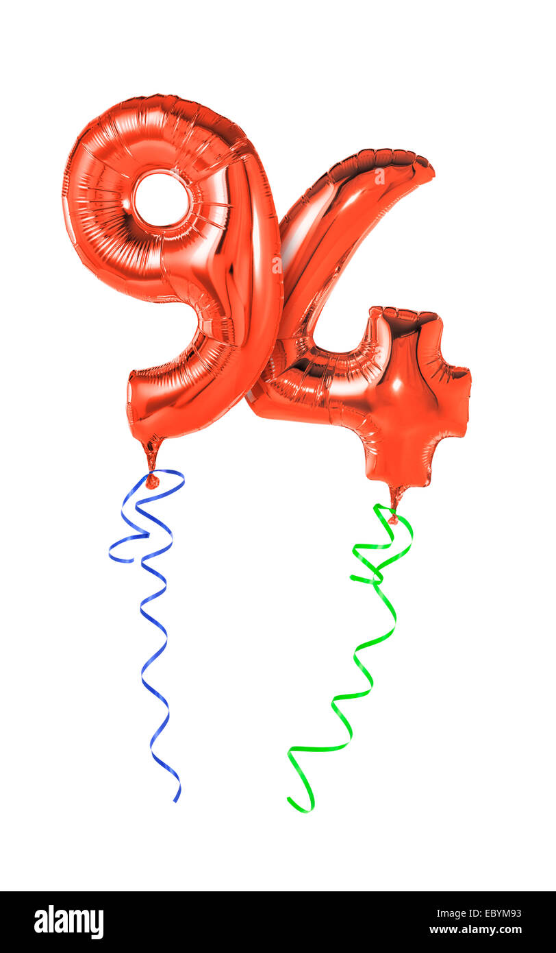 Red balloons with ribbon - Number 94 Stock Photo - Alamy
