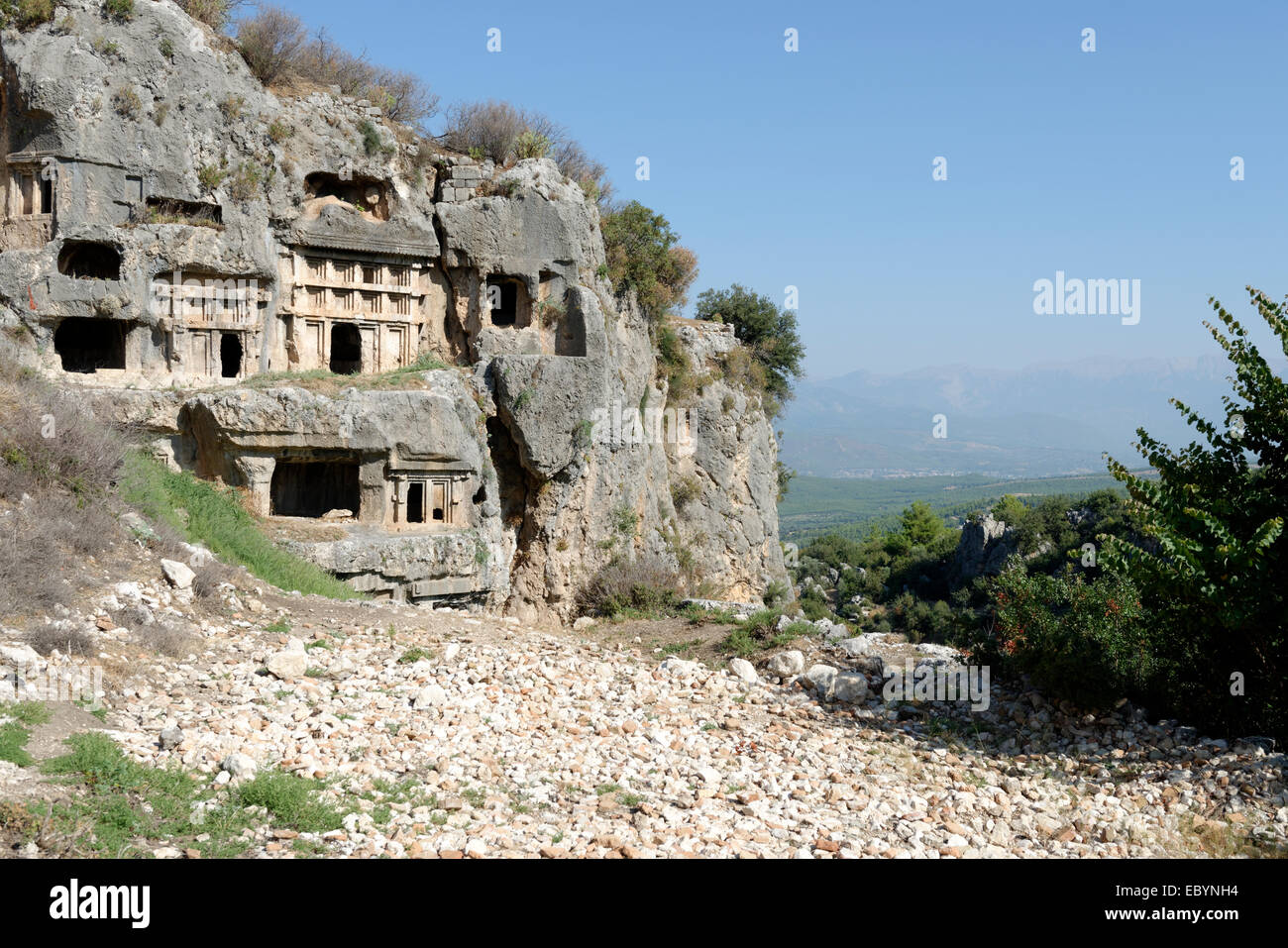 Lycian rock cut tombs on the northern slope of the Acropolis. Ancient ...