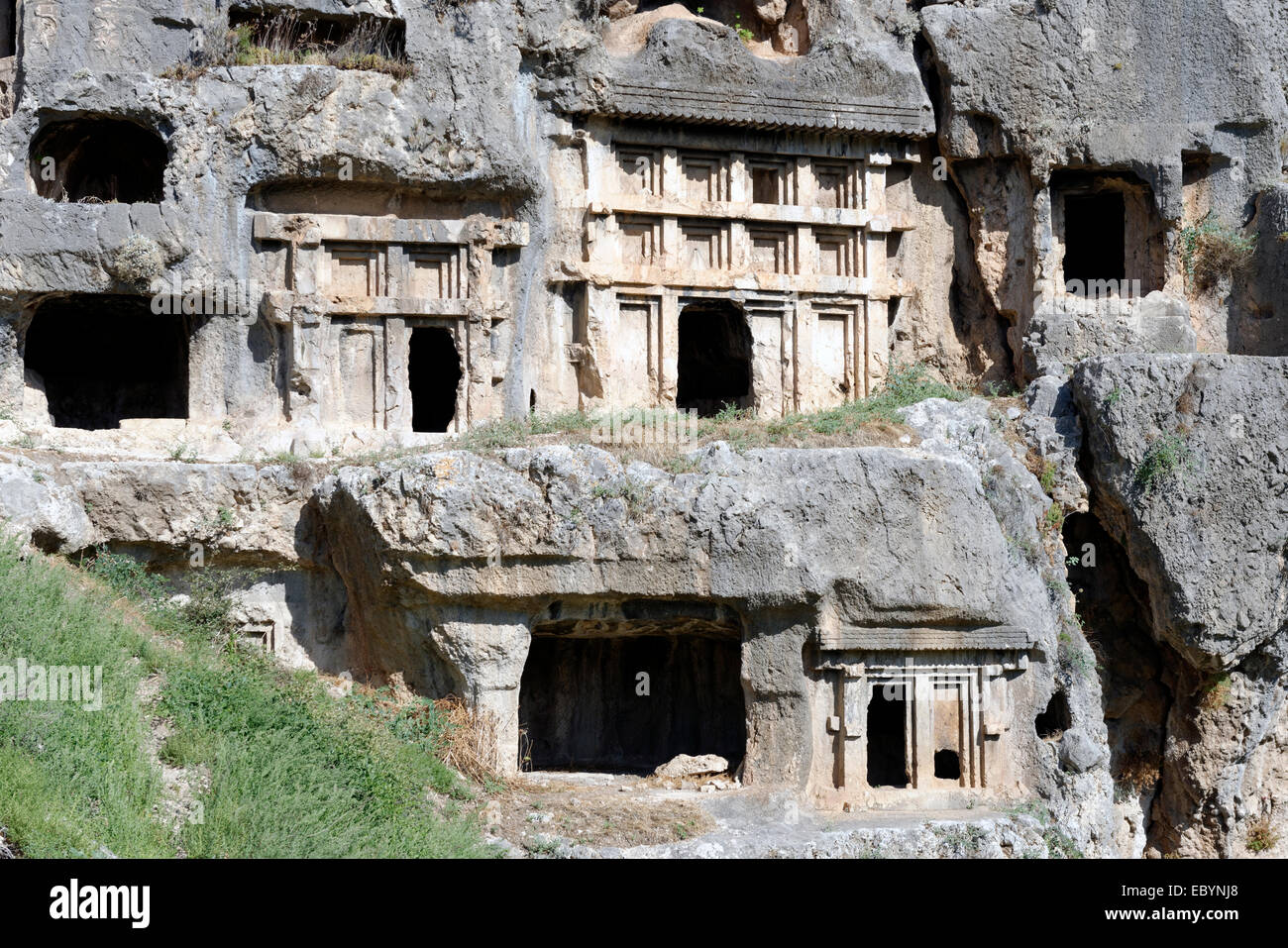 Lycian rock cut tombs on the northern slope of the Acropolis. Ancient ...