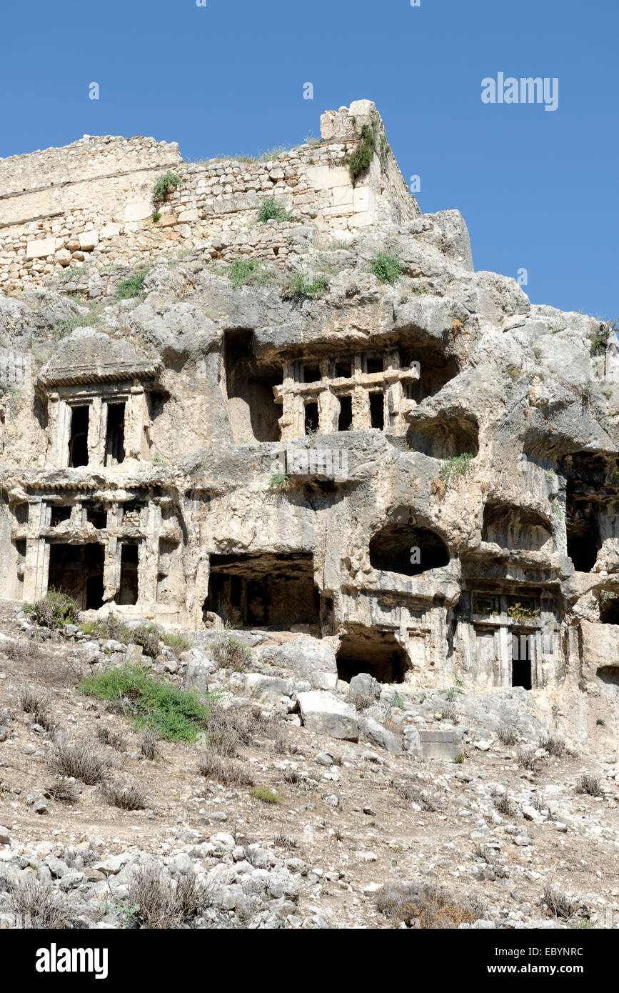 Lycian rock cut tombs on the eastern slope of the Acropolis. Ancient ...