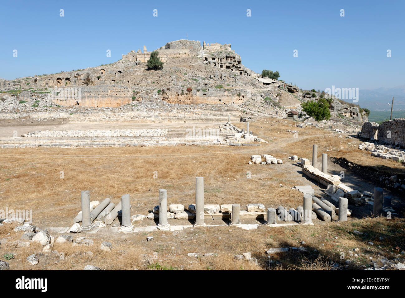 View of the ancient stadium at the base of the Acropolis. Ancient ...