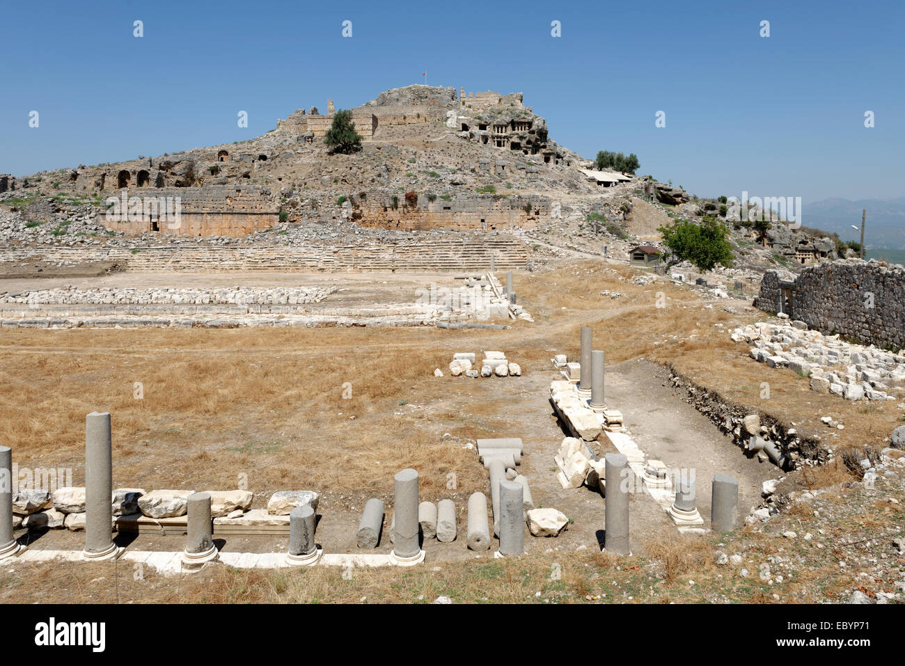 View of the ancient stadium at the base of the Acropolis. Ancient ...