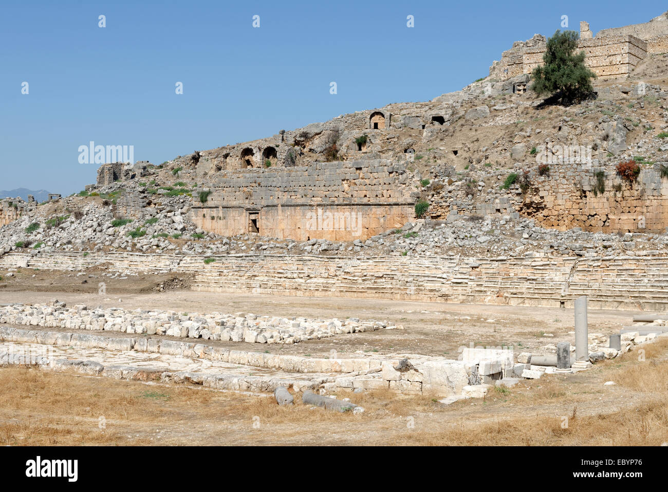 View of the ancient stadium at the base of the Acropolis. Ancient ...