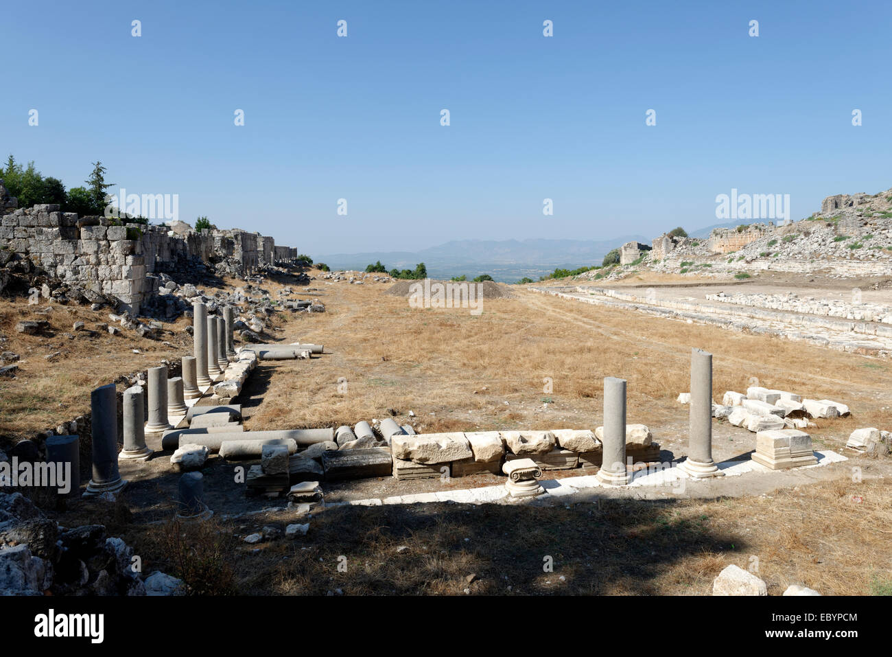 View of the ancient stadium at the base of the Acropolis. Ancient ...