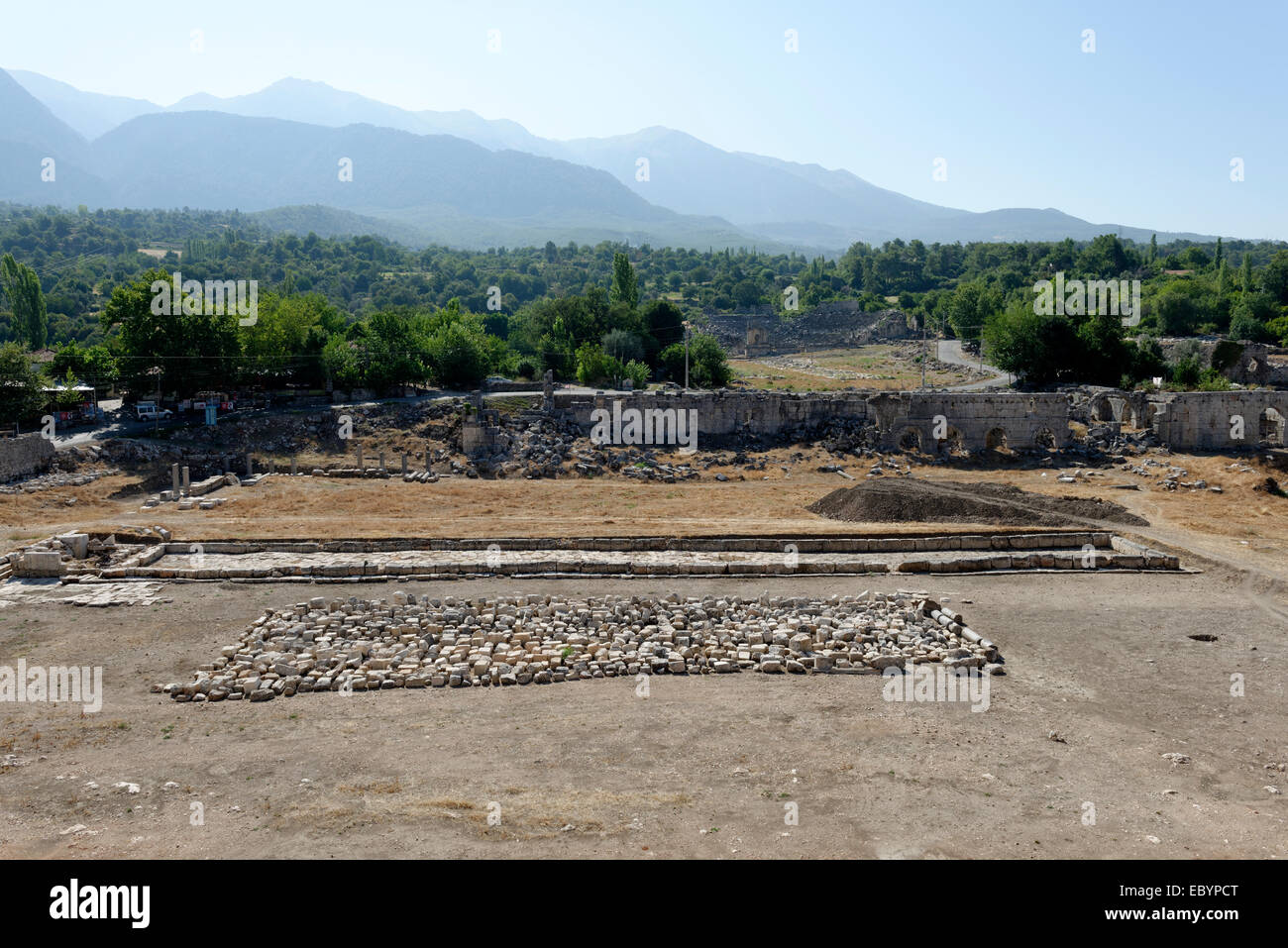 View of the ancient stadium at the base of the Acropolis. Ancient ...