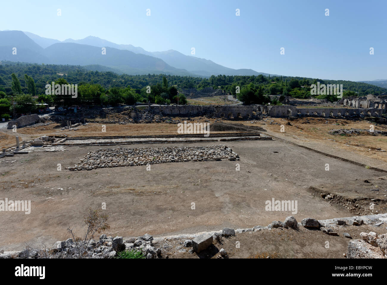 View of the ancient stadium at the base of the Acropolis. Ancient ...