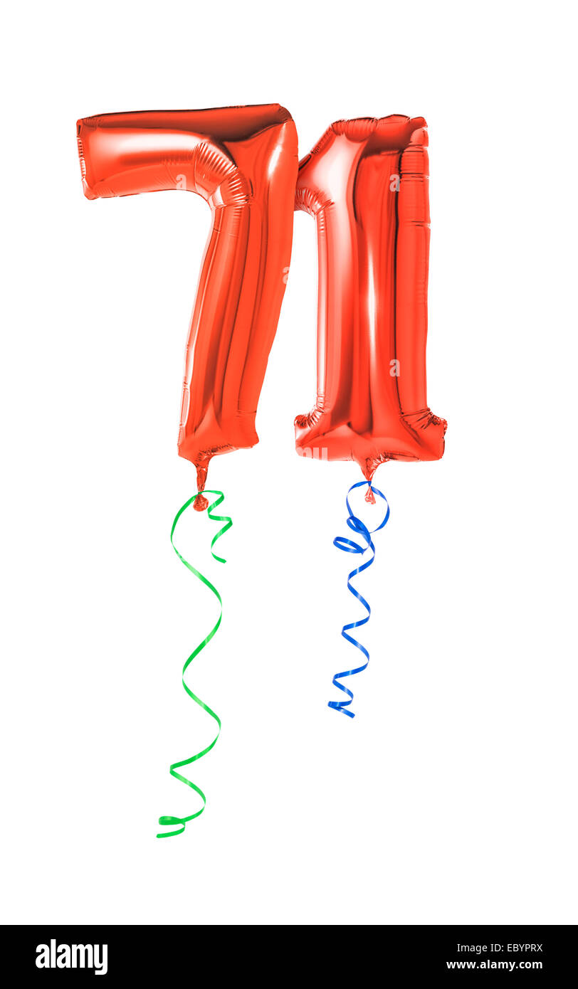 Red balloons with ribbon - Number 71 Stock Photo - Alamy