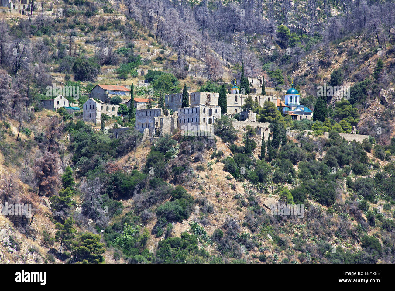 Konstamonitou monastery. Holy Mount Athos Stock Photo - Alamy