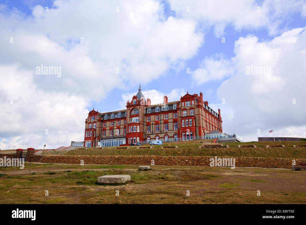The Headland hotel Newquay Cornwall England UK by Fistral beach Stock ...