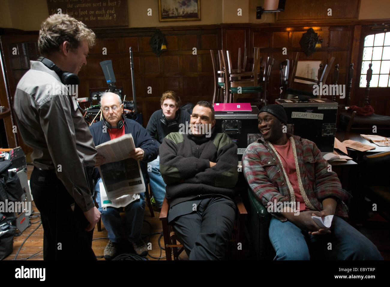 LONDON - APRIL 13th: Brendan Foley (left, standing) who wrote and is ...