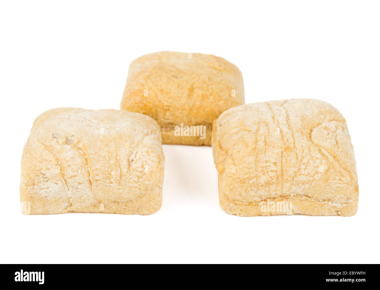 Three square buns isolated on white background Stock Photo - Alamy